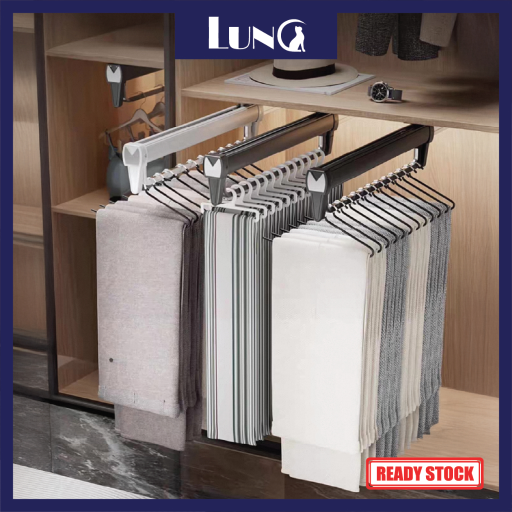 Aluminum Alloy Pull Out Pants/Clothes/Trousers Hanger Rack Sliding ...