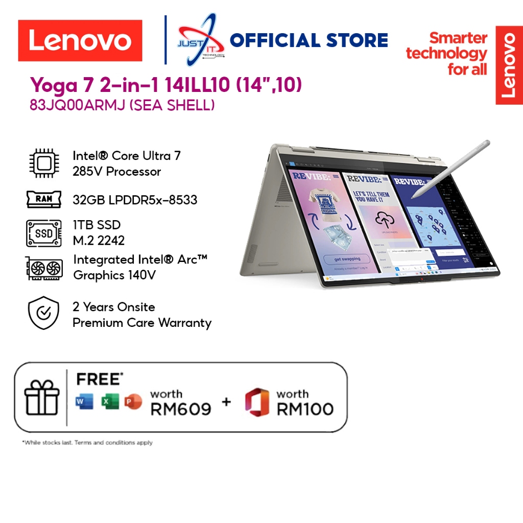 LENOVO YOGA 7 2-in-1 14ILL10 83JQ00ARMJ 14" OLED TOUCH LAPTOP ( CU7 ...