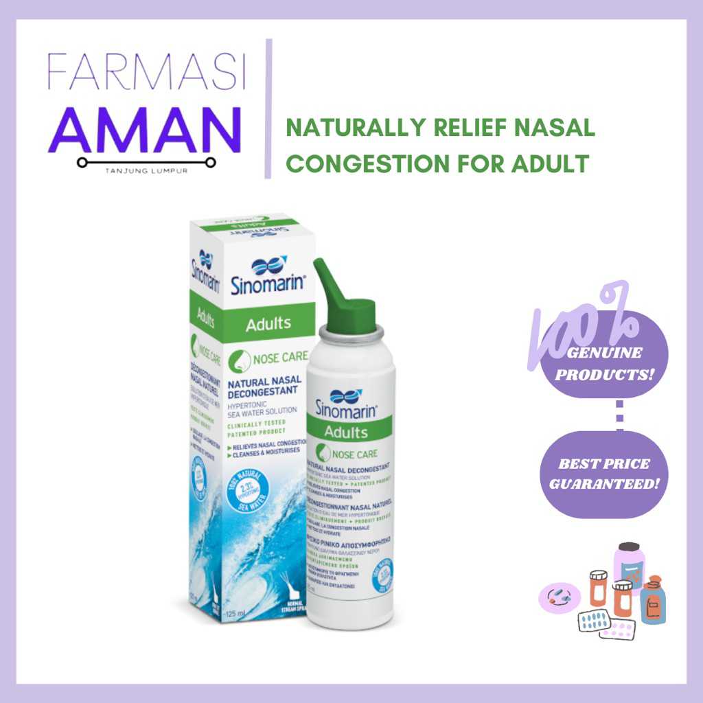 Sinomarin Adults Nose Care Natural Nasal Decongestant Spray 120ml ...
