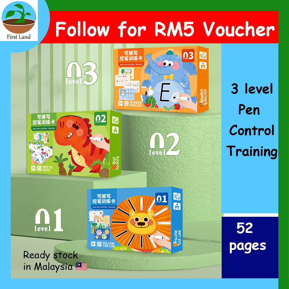 Kids Pen Control Book Training Step Tracing Toys | Buku Latihan Cara ...