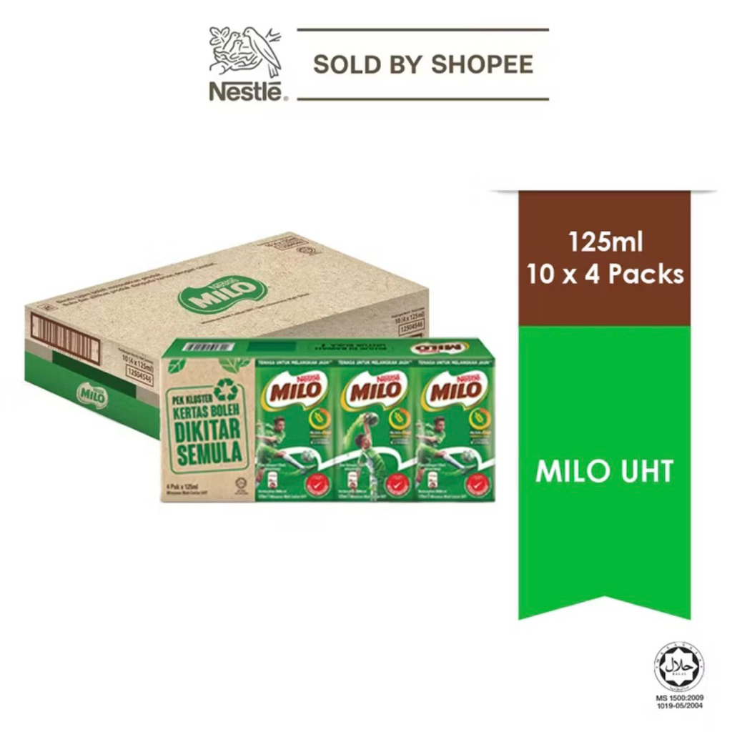 Carton of 40J NESTLE Milo Chocolate Malt UHT 125ml (Halal) | Shopee ...