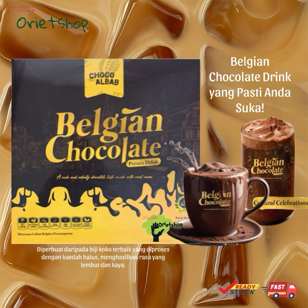 CHOCO ALBAB BELGIAN CHOCOLATE DRINK | 20 SACHET X 30GM | TANPA GULA ...