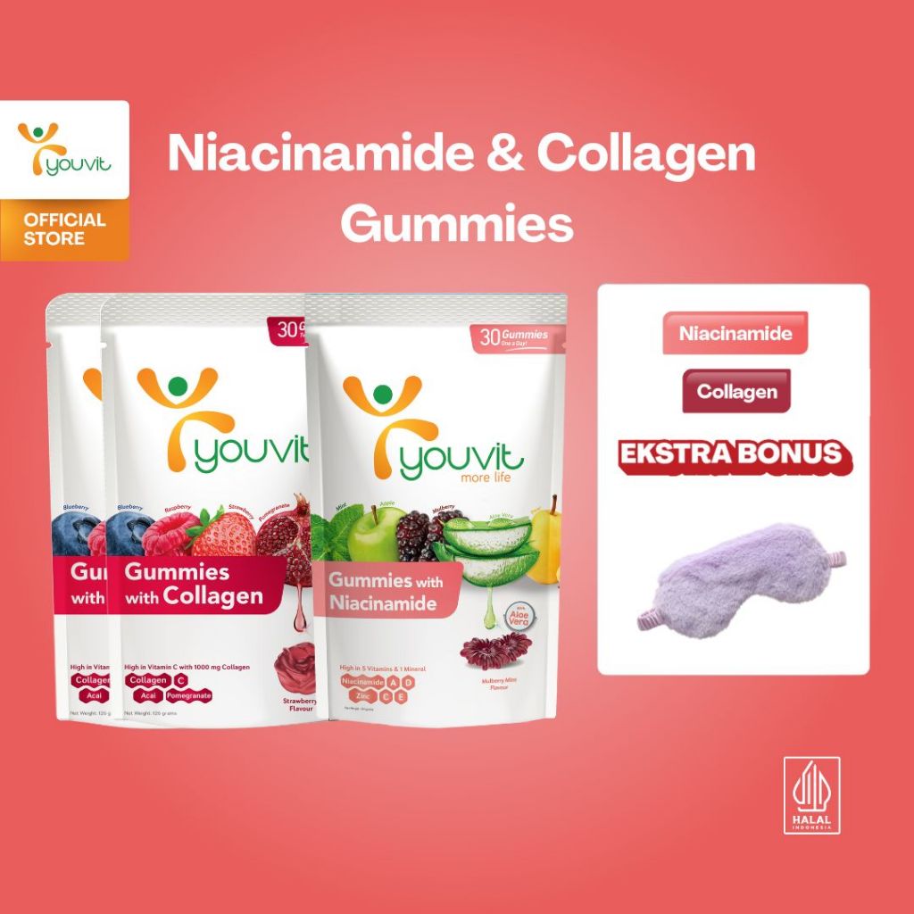 Youvit Niacinamide (30 Pcs) & Collagen (60 Pcs) 30 Days Vitamin Anti ...