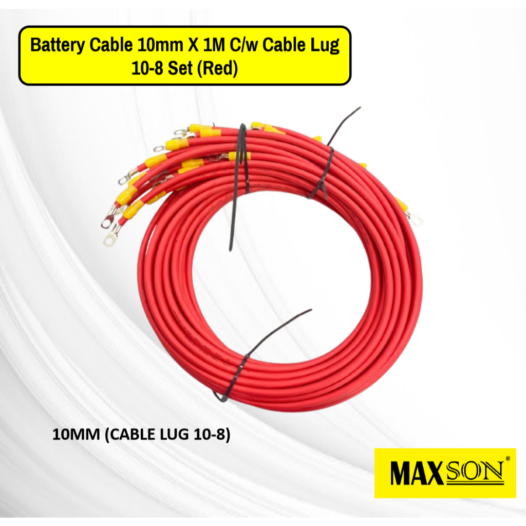 MAXSON Battery Cable WITH CABLE LUG (4MM / 6MM / 10MM) 1 METER CABLE ...
