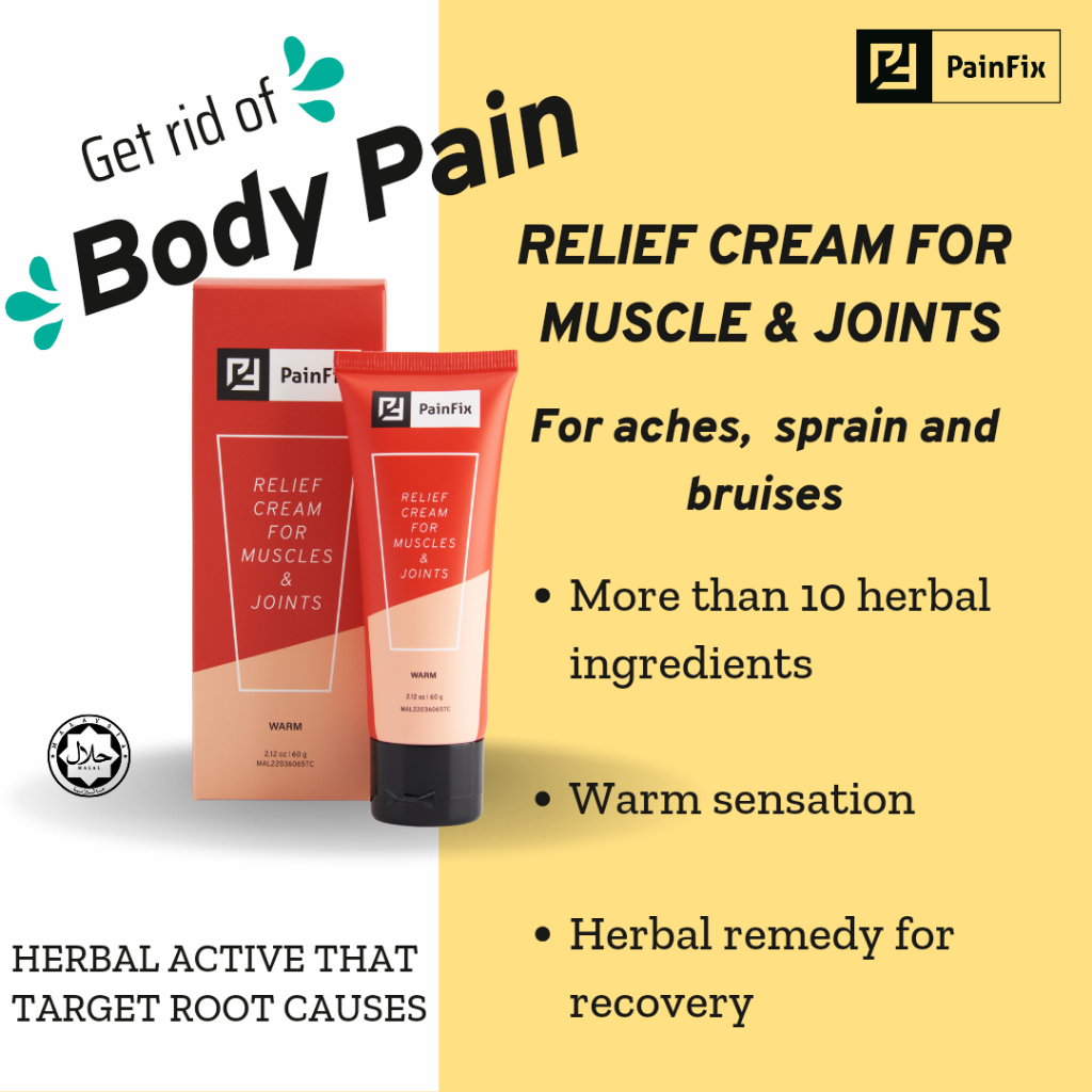PainFix Relief Cream for Muscles & Joints 60g [HALAL] -Natural Warm ...