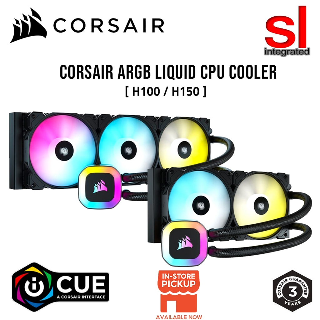 Corsair H100 / H150 RGB High Performance AIO ARGB Liquid CPU Cooler ...