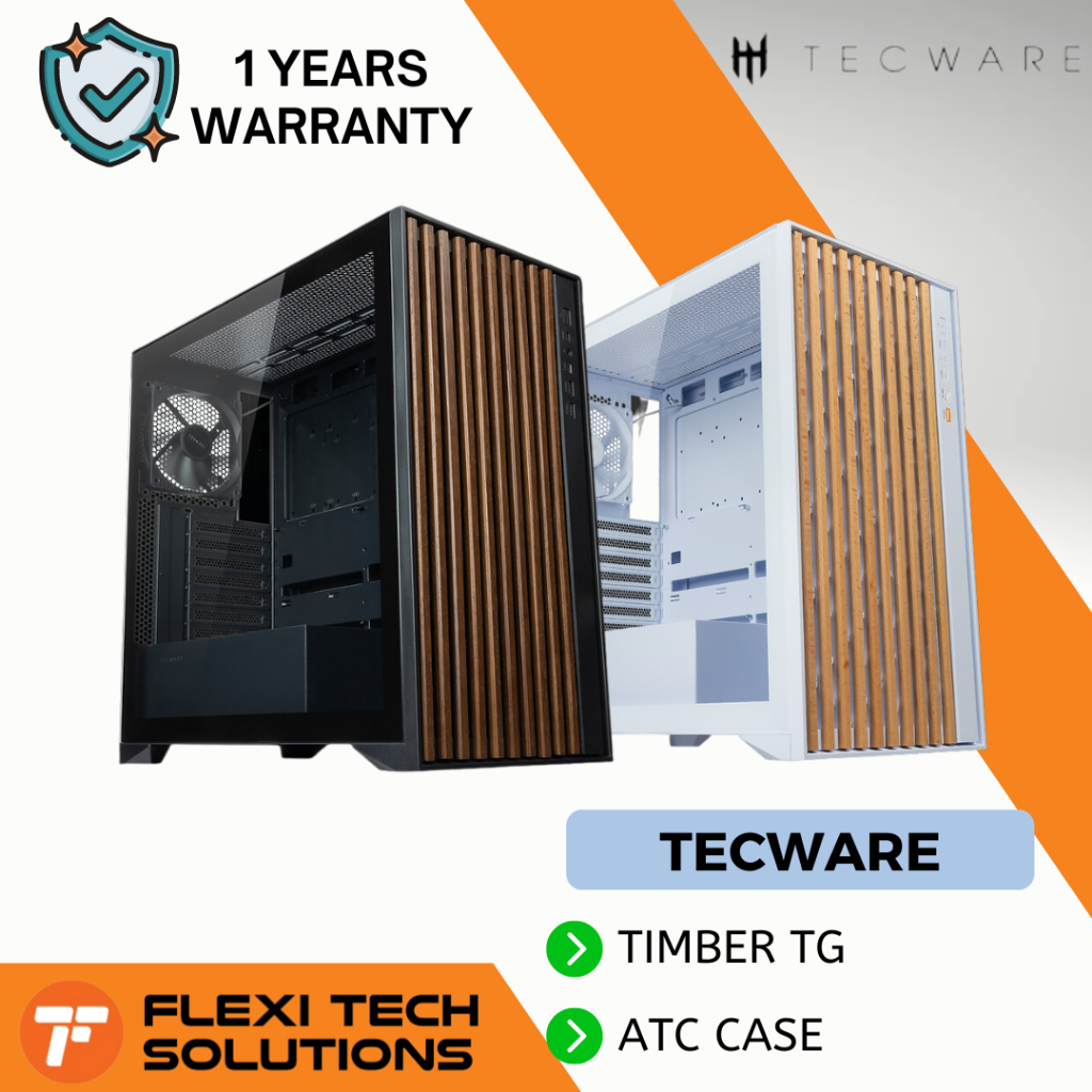 Flexi Tech Tecware Timber TG ATX Case - Black & White | Shopee Malaysia