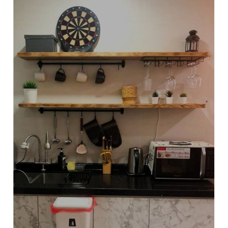 Solid Pinewood (Extra Wider) Rustic Pine Wood Floating Shelves( 300mm ...