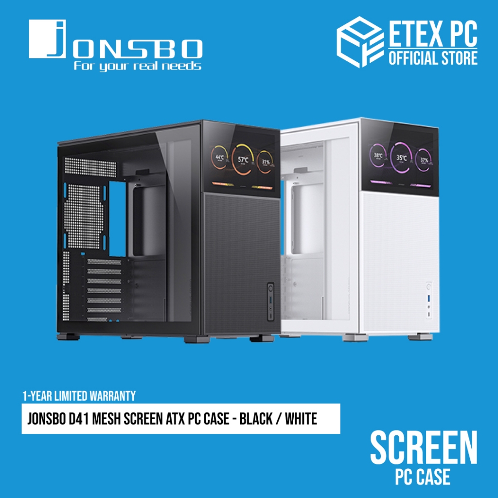 JONSBO D41 Mesh Screen ATX PC Case - Black / White | Shopee Malaysia