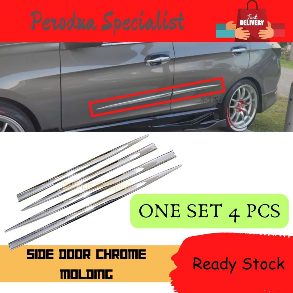 Universal Car Side Door Chrome Molding Moulding Body Lining Panel (4pcs ...
