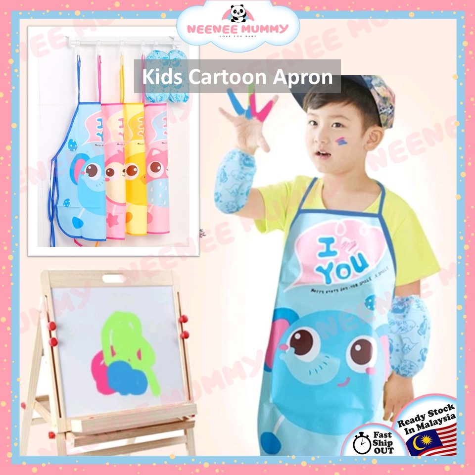 Kids Cartoon Apron Washable Waterproof Cute Cartoon Apron Art Painting ...