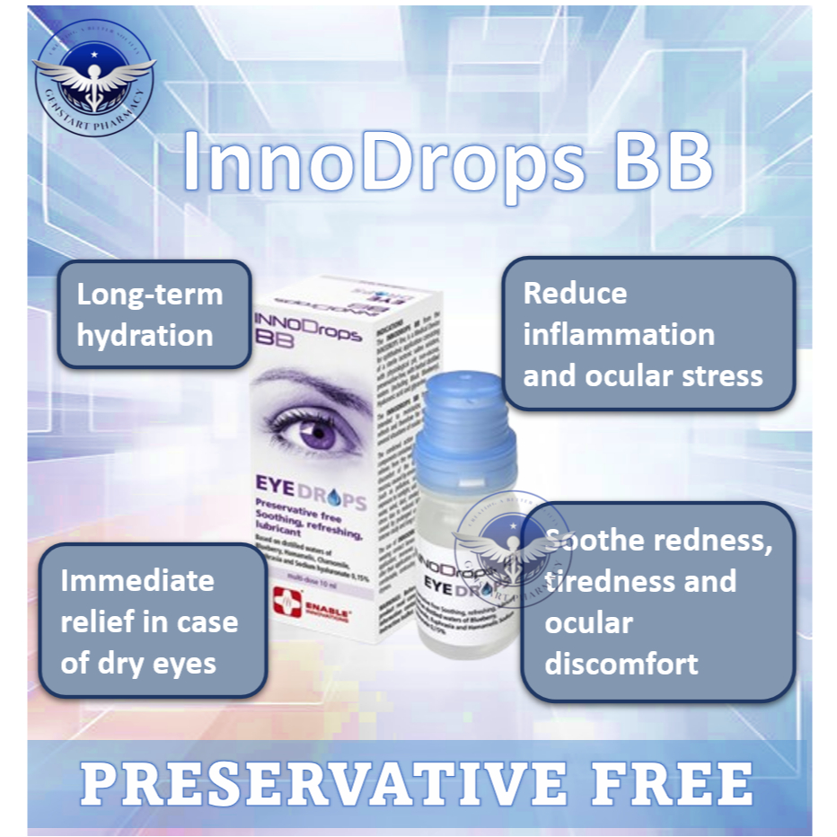 INNODROPS BB PRESERVATIVE FREE EYE DROP (10ML) BLUEBERRY, CHAMOMILE & SODIUM HYALURONATE ...