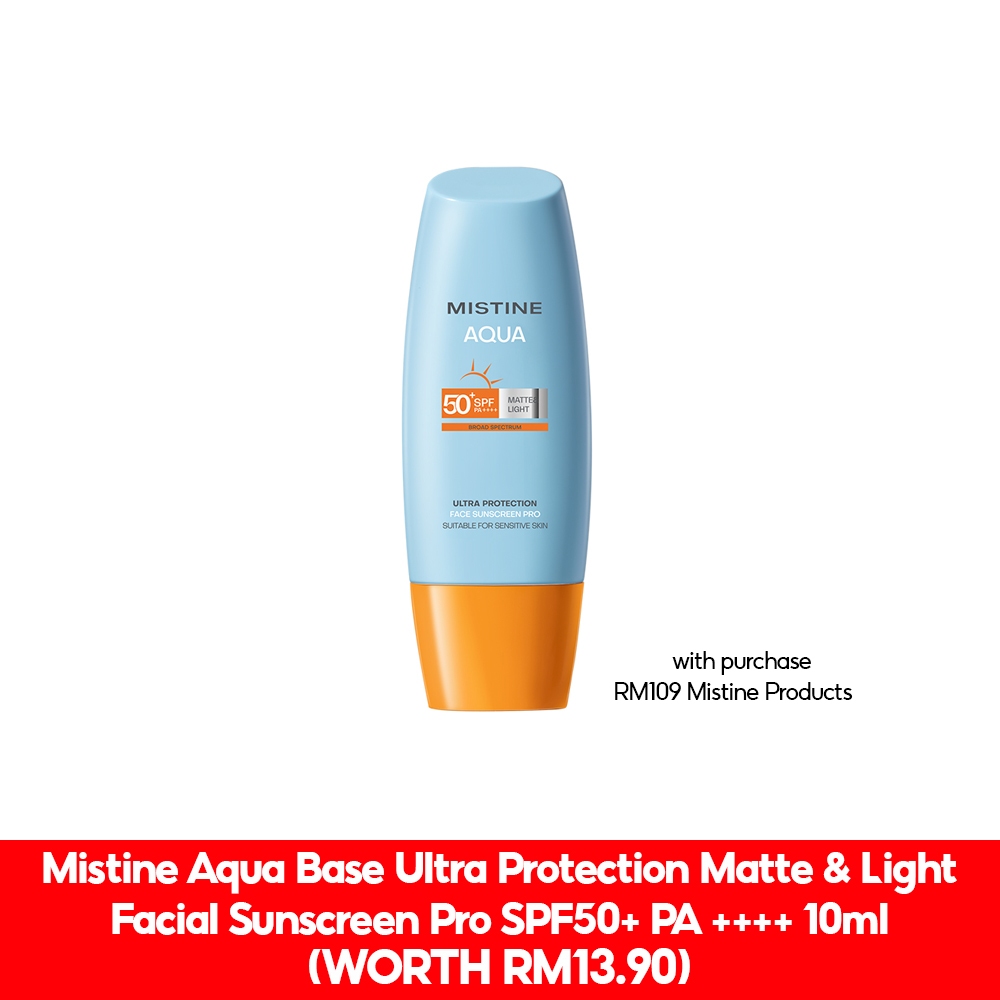 Mistine Aqua Base Ultra Protection Matte & Light Facial Sunscreen Pro SPF50+ PA ++++ 10ml ...