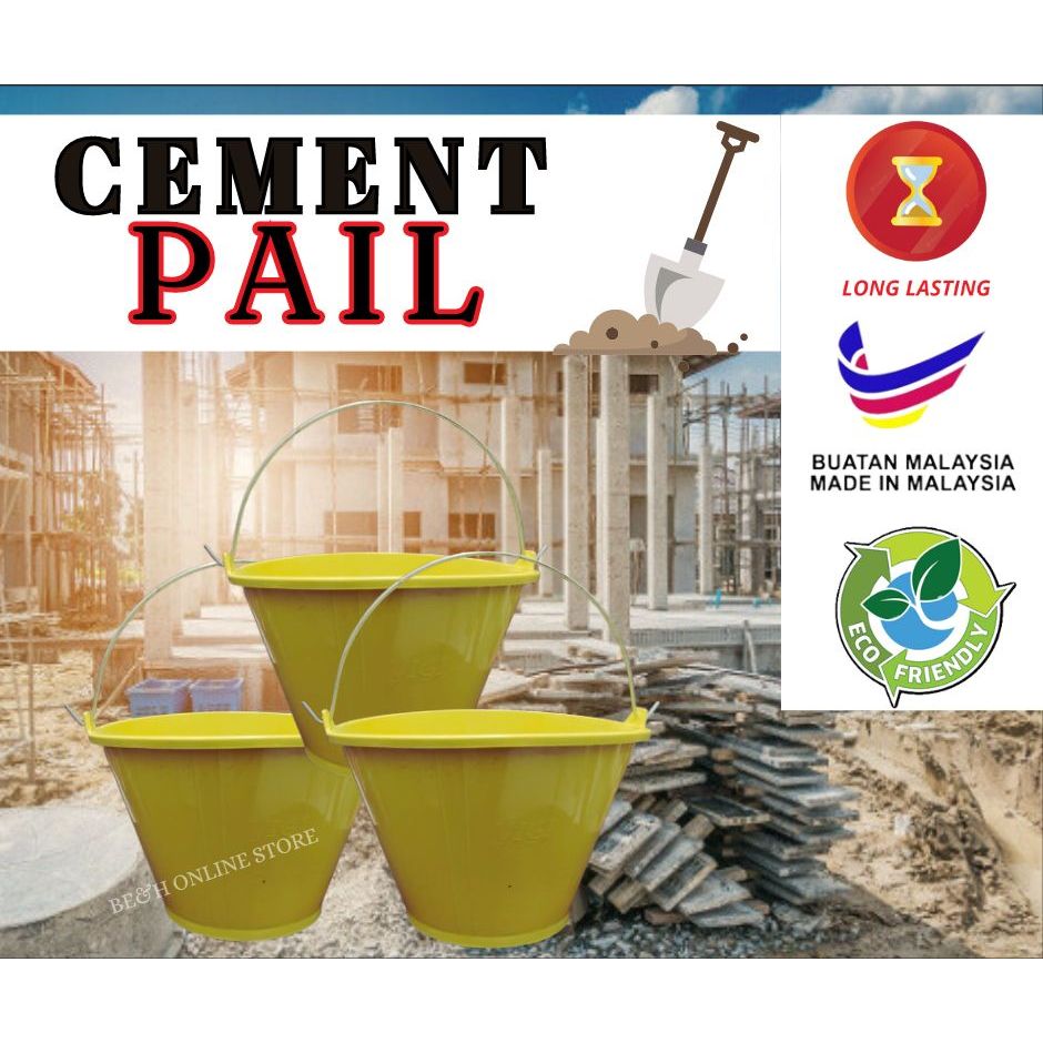 HEAVY DUTY Cement Pail Pvc Yellow Cement Pail Baldi Simen Kuning ...