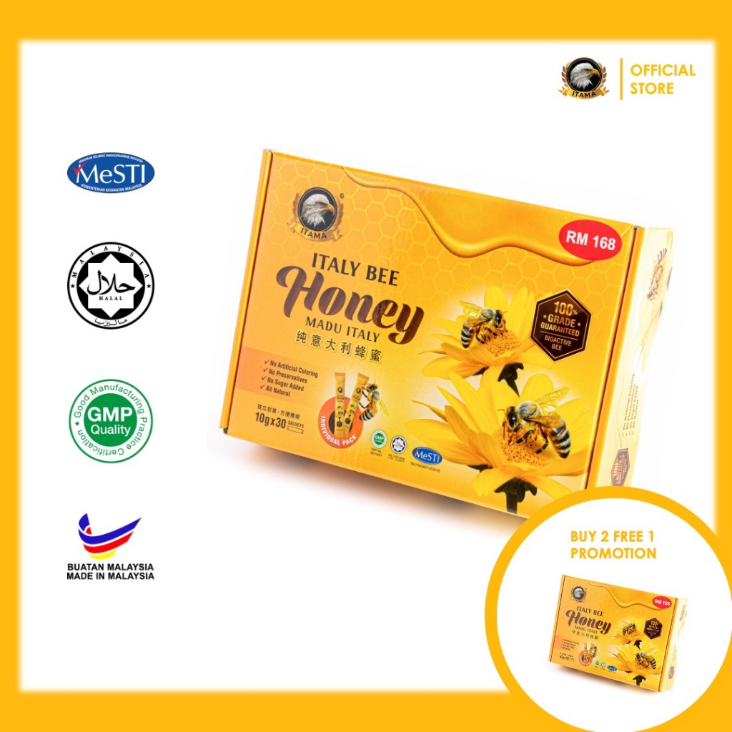 ITAMA Italy Bee Honey 10g x 30sachets 意大利蜂蜜 Madu Lebah (INDIVIDUAL PACK / GIFT SET) | Shopee ...