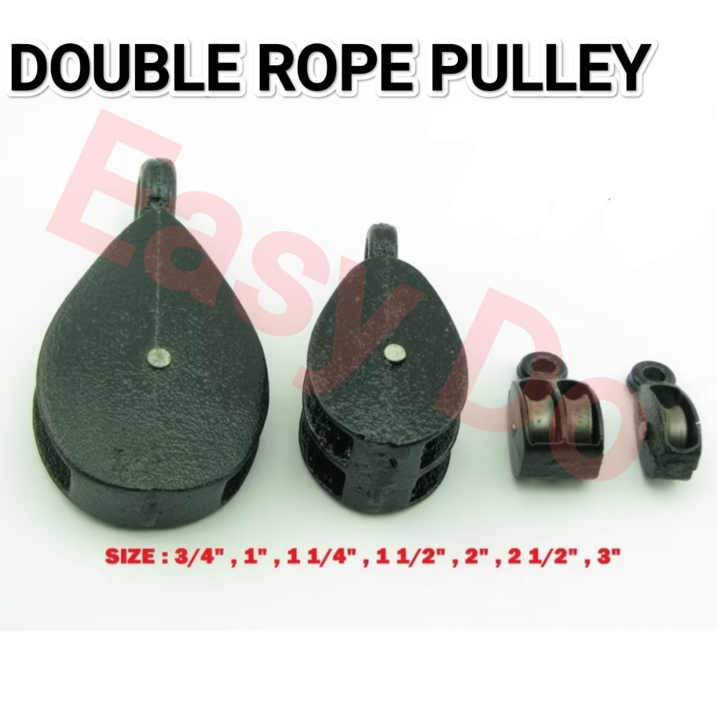DOUBLE ROPE PULLEY CAST IRON PULLY WHEEL LIFTING BESI TANGKAI TALI ...