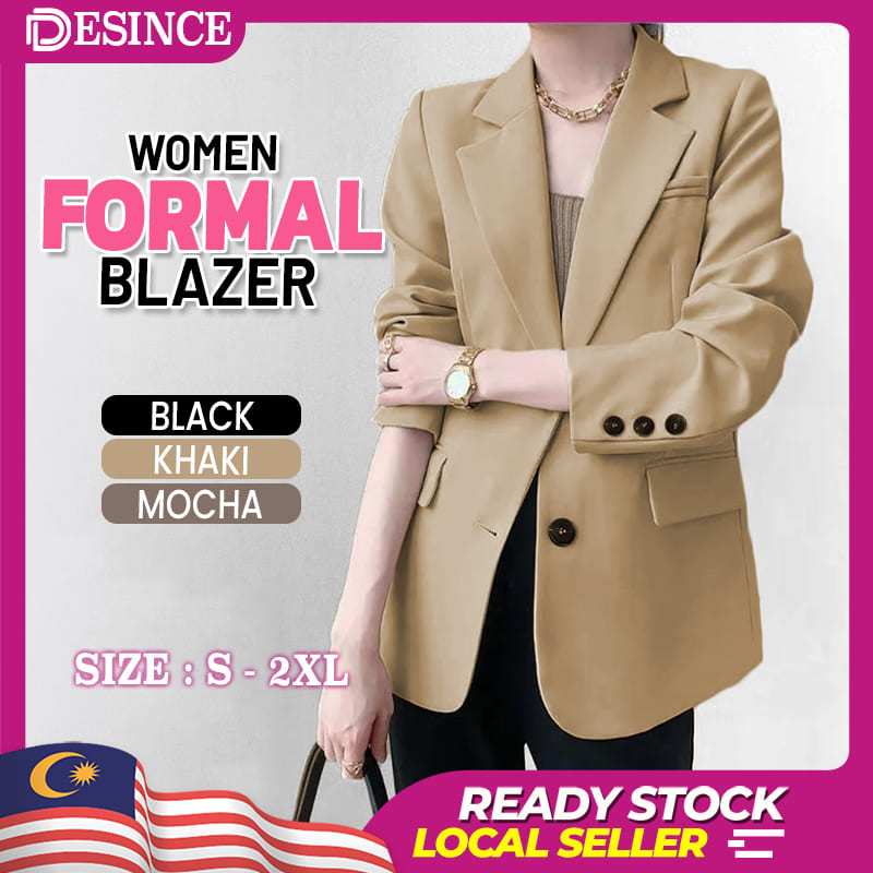 🇲🇾 DESINCE Women Formal Blazer Elegant Office Wear Colours Black Khaki ...