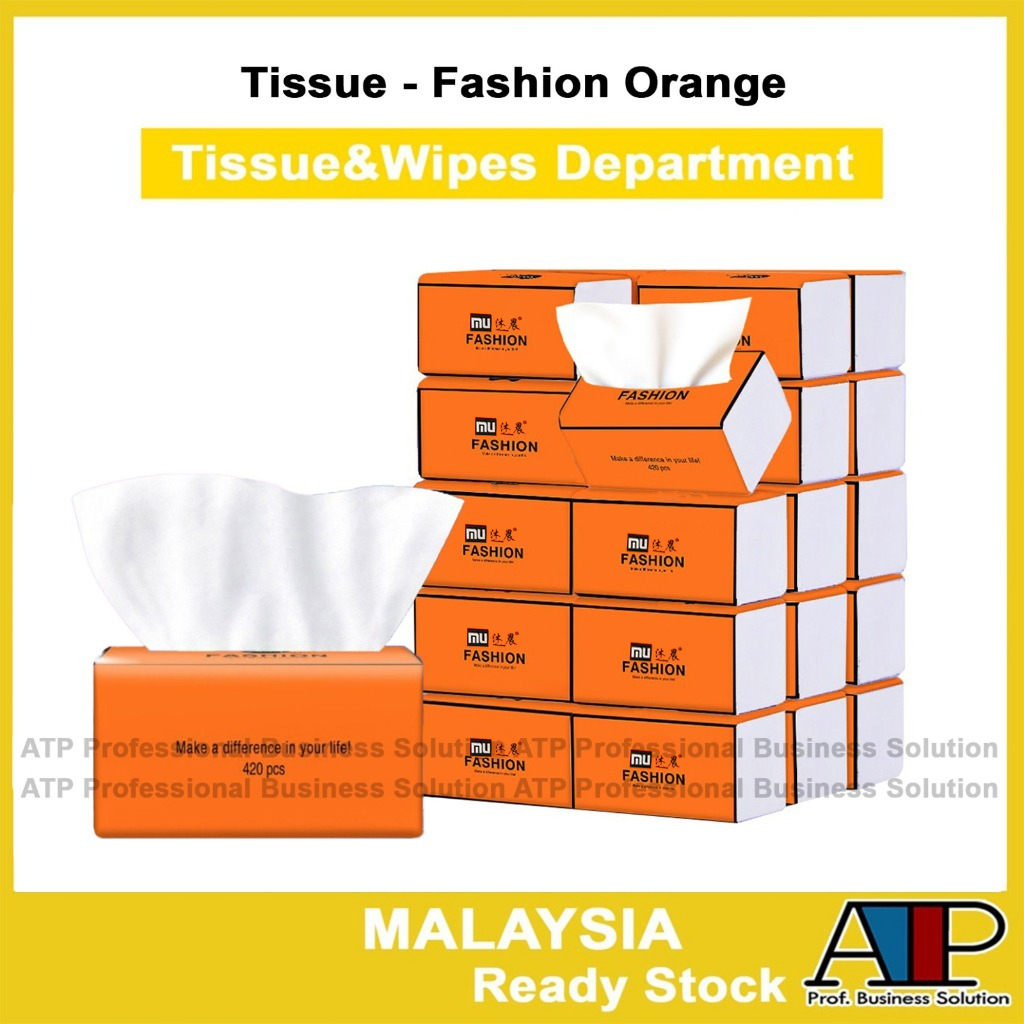 TITISU🧻 Fashion Orange Tissue Paper Soft Facial Tissue Paper Economy ...