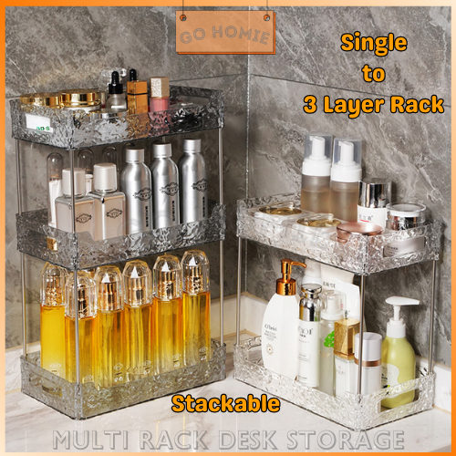 Multi Layer Cosmetic Makeup Skincare Bathroom Basket Shelf Rack Kitchen ...