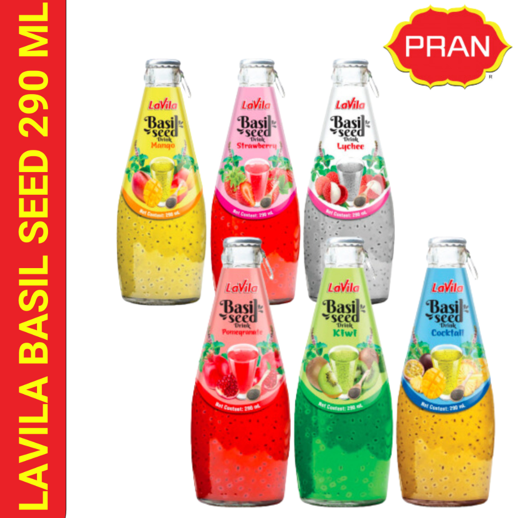 PRAN LAVILA BASIL SEED FRUIT DRINK 290 ML MANGO/KIWI/STRAWBERRY/LYCHEE ...