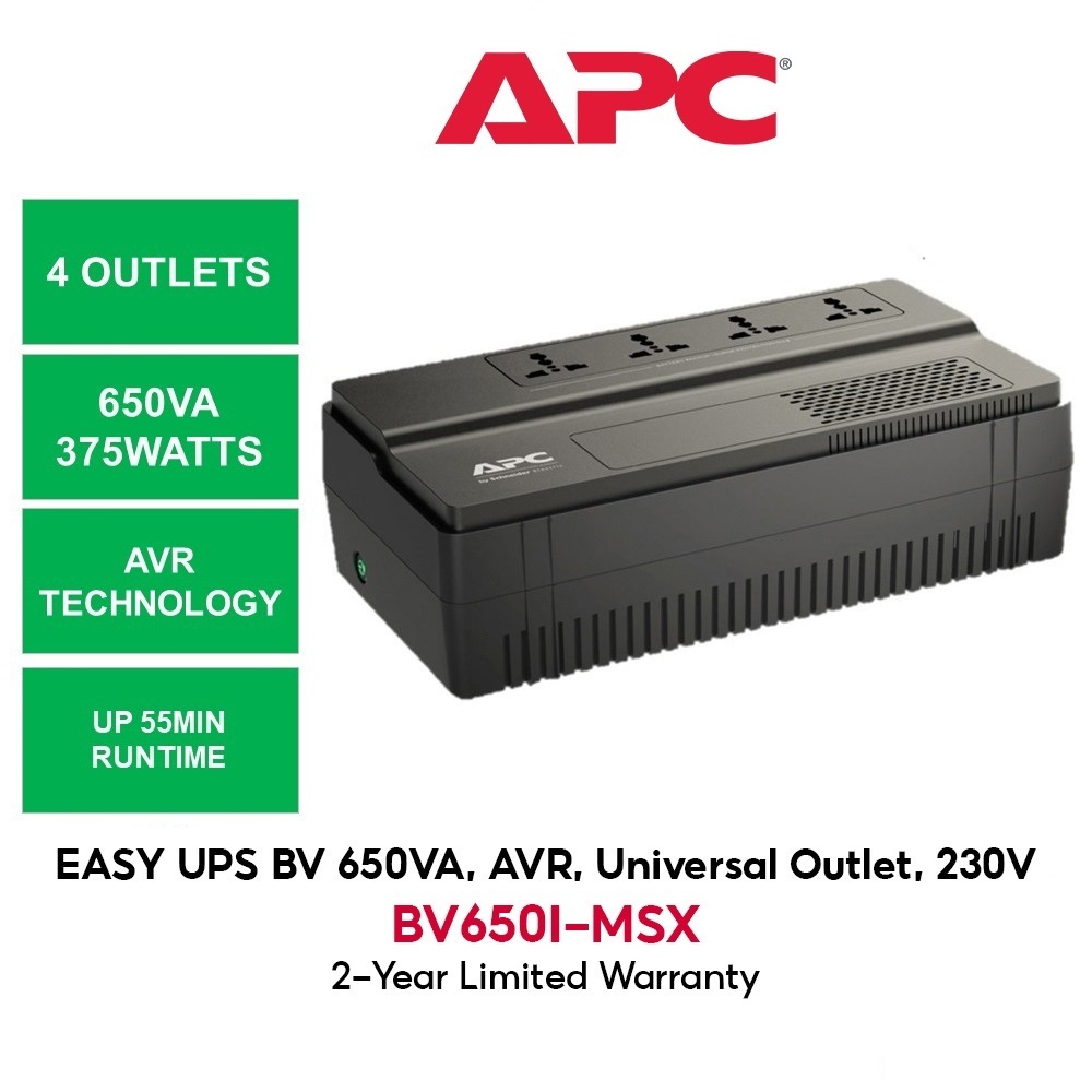 APC BV650I-MSX Easy UPS Backup Battery BV 650VA, Universal Outlet, 230V ...