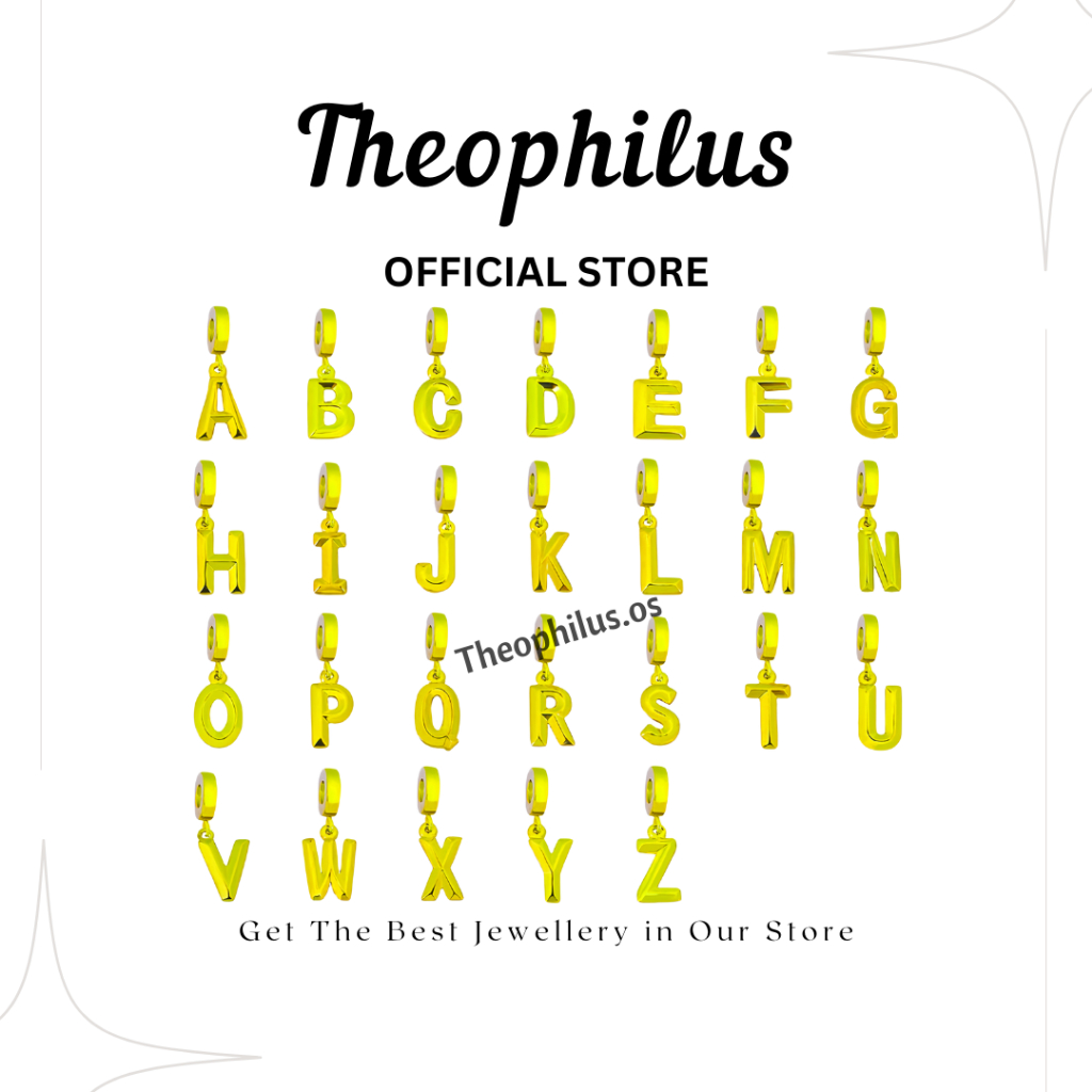 Theophilus Titanium Alphabet Gold Plated Dangle Charm / Loket Huruf ...