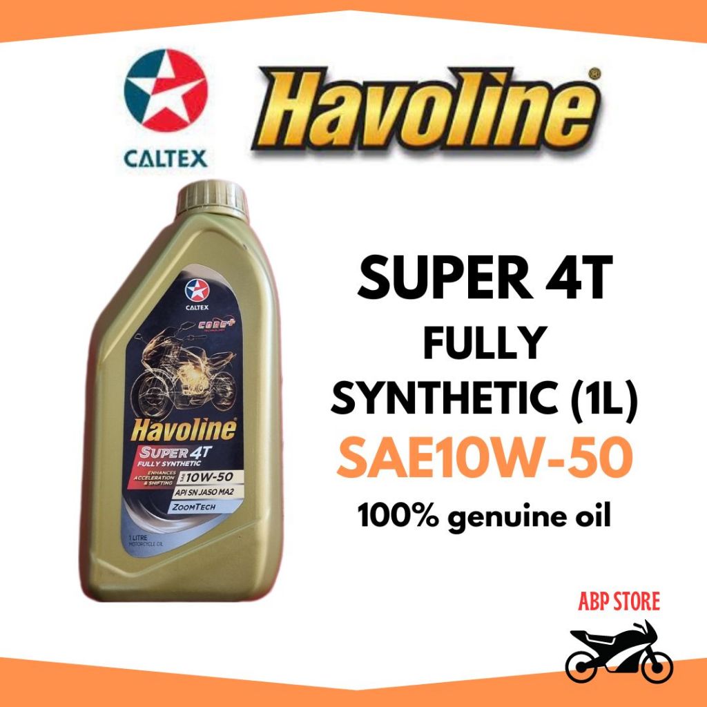 Caltex Motorcycle Engine Oil Havoline Super 4T Fully Synthetic 10W50 1 ...