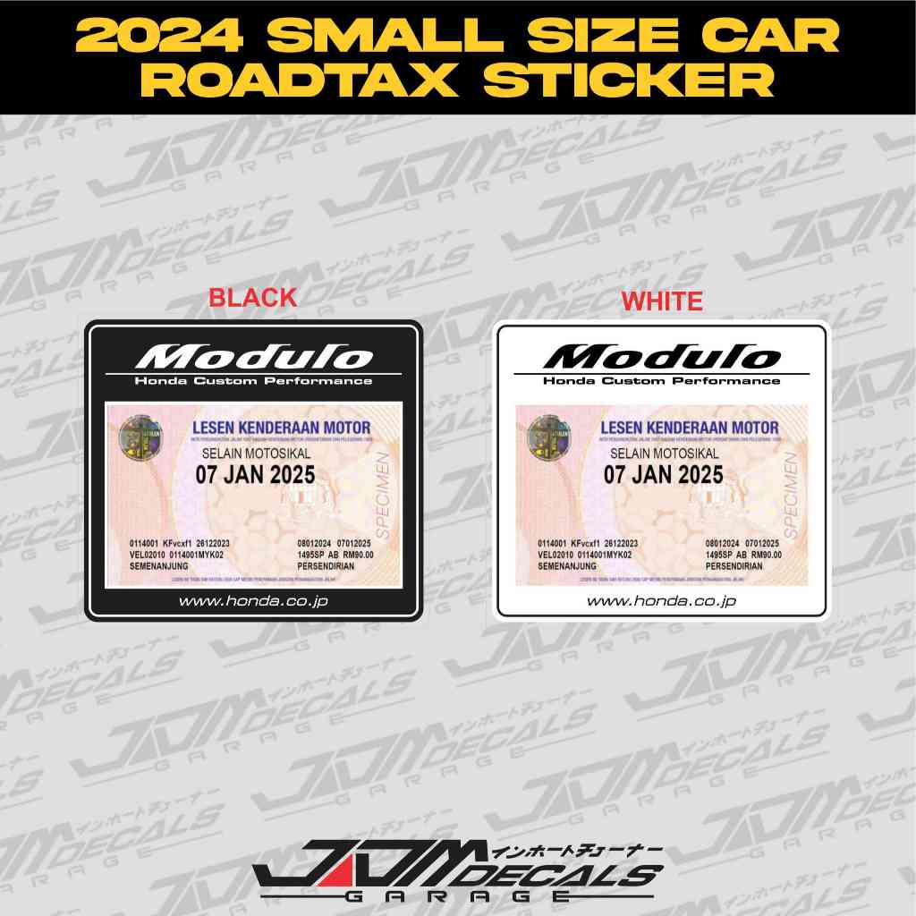 [2024 SMALL SIZE CAR ROADTAX STICKER] Modulo Windscreen Roadtax Decal ...