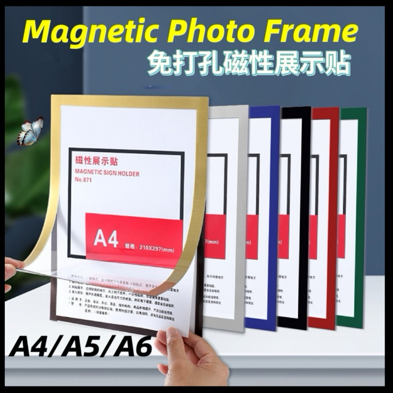 Magnetic Photo Frame A4/A5/A6 Display Board Wall Stick Certificate ...
