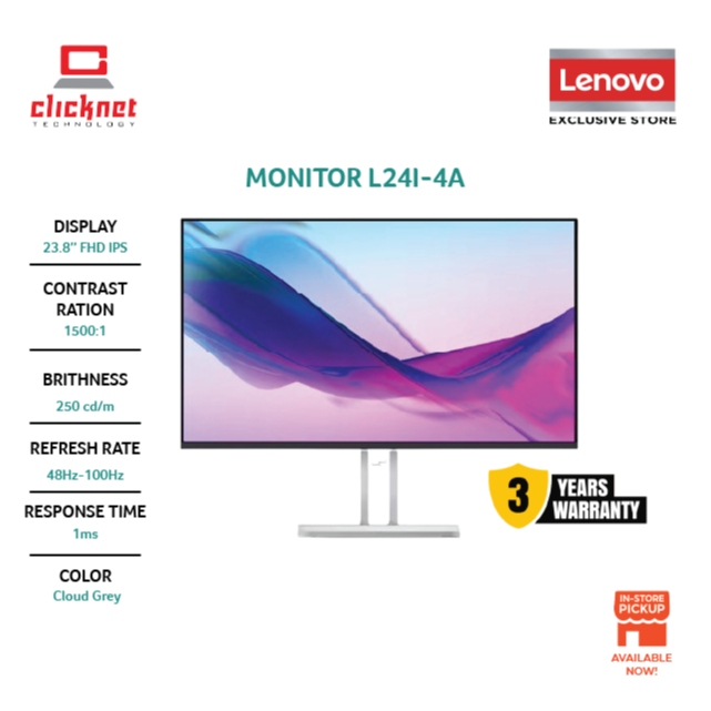 LENOVO L24I-4A (67BCKAC6MY) 23.8" FHD IPS 6MS 100HZ MONITOR(1920x1080 ...