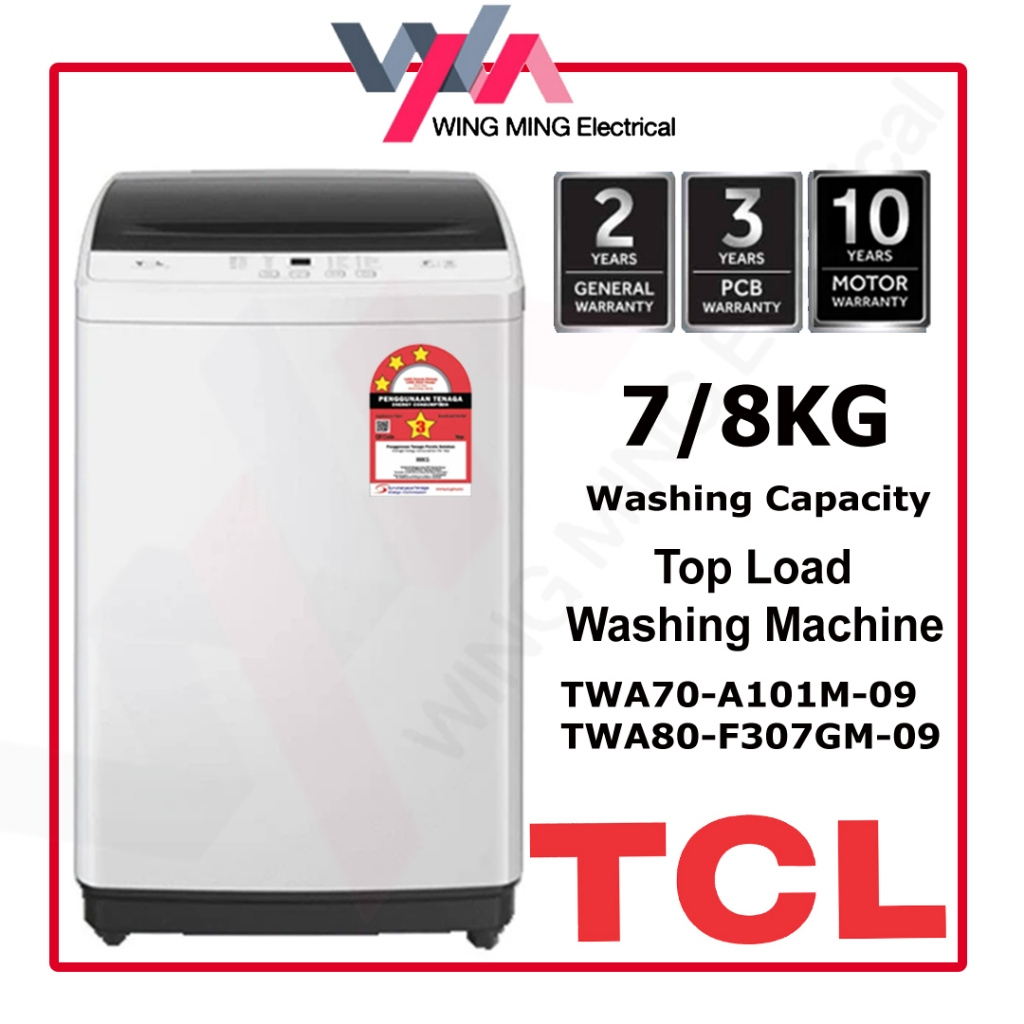 TCL 7KG/8KG Top Load Washing Machine Washer/Mesin Basuh (TWA70-A101M-09/TWA80-F307GM-09) Mesin ...