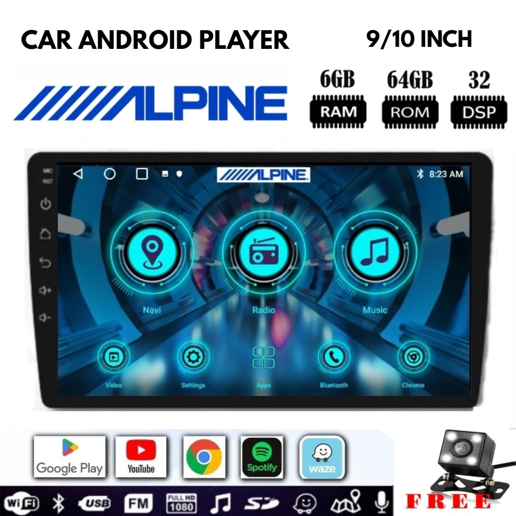 [6GB RAM+64GB ROM] QLED Alpine Android Player 9"10 inch Quad Core Car ...