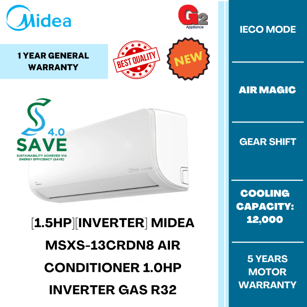 (SAVE 4.0) MIDEA 1.5HP R32 INVERTER XTREME SAVE AIR CONDITIONER MSXS-13CRDN8 | Shopee Malaysia