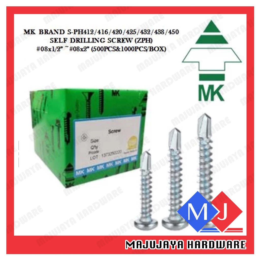 MK Brand Self Drilling Screw ZPH DS-PH Screw For Metal Skru Ekor Udang ...