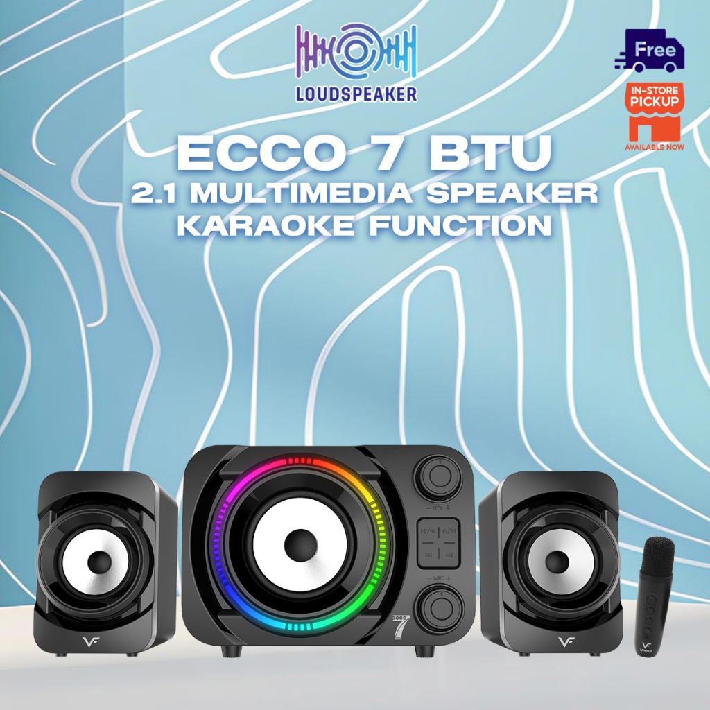 Vinnfier VF ECCO 7 BTU 2.1 Bluetooth Karaoke Speaker USB Powered 50W Max USB Pendrive FM Radio ...