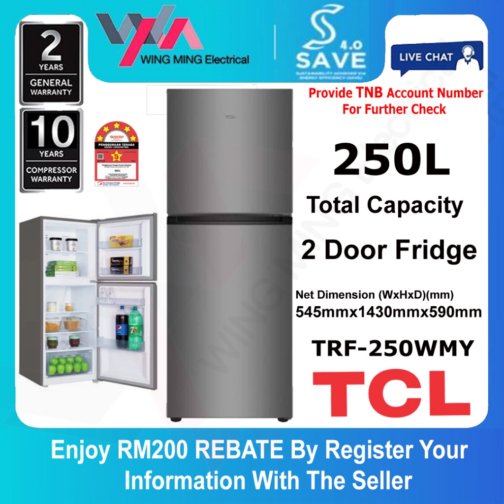 [ Save 4.0 ] TCL 250L/330L Refrigerator 2 Door/Peti Ais 2 Pintu ...