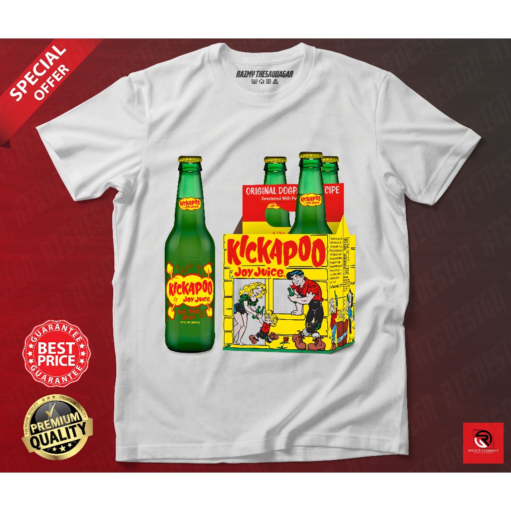 BAJU VINTAGE KICKAPOO JOY JUICE T-SHIRT LENGAN PENDEK ROUNDNECK COTTON ...