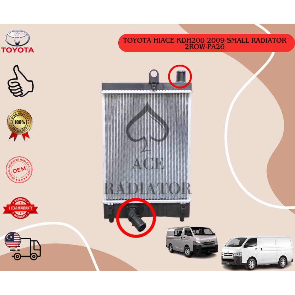 TOYOTA HIACE KDH200 2009 SMALL RADIATOR OEM RADIATOR ASSY 2ROW-PA26 ...