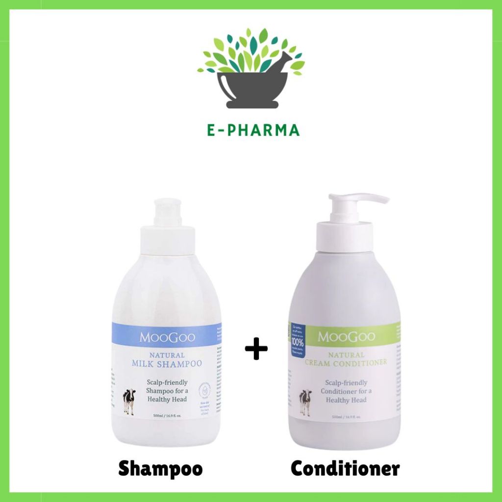 Moogoo Natural Milk Shampoo 500ml, Moogoo Natural Cream Conditioner ...