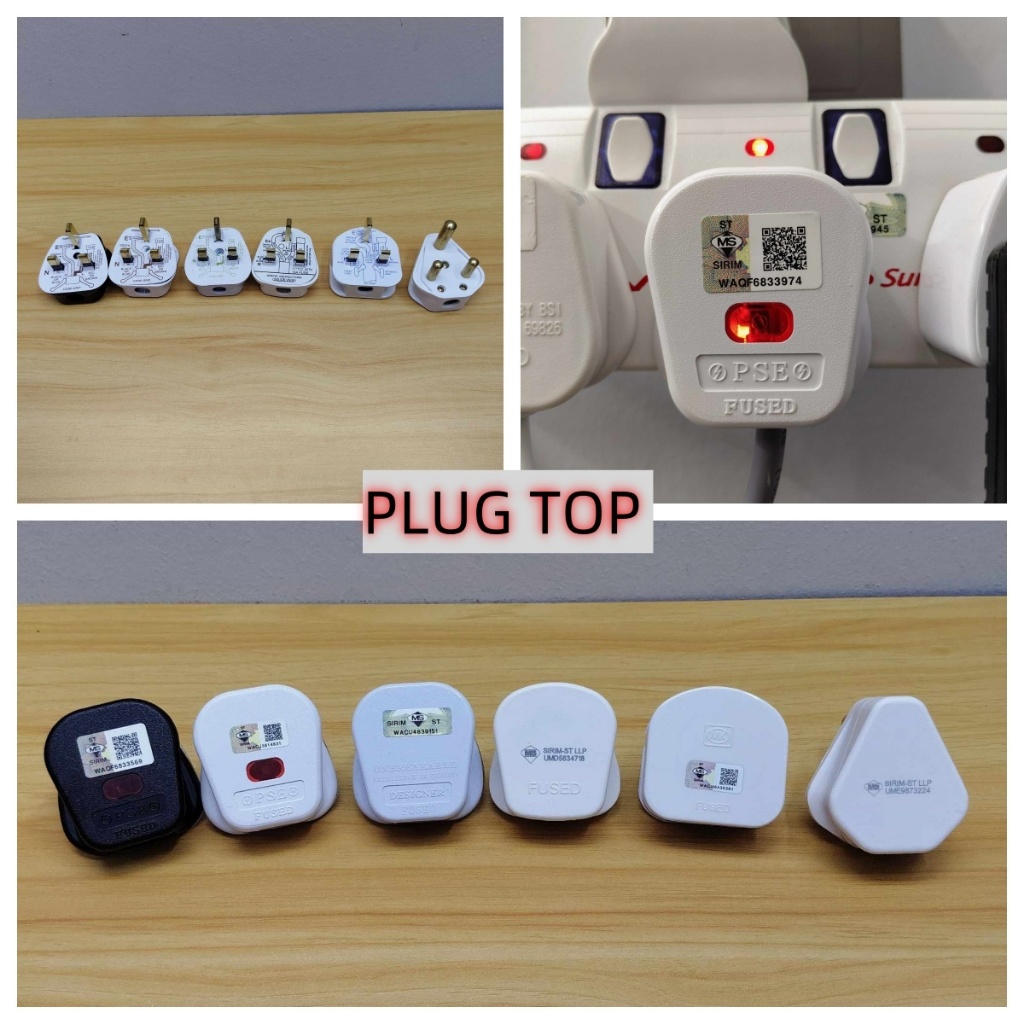 PLUG TOP 13A NEON / 15A 3PIN ROUND FUSE PLUGTOP SOCKET UMS UK SIRIM ...