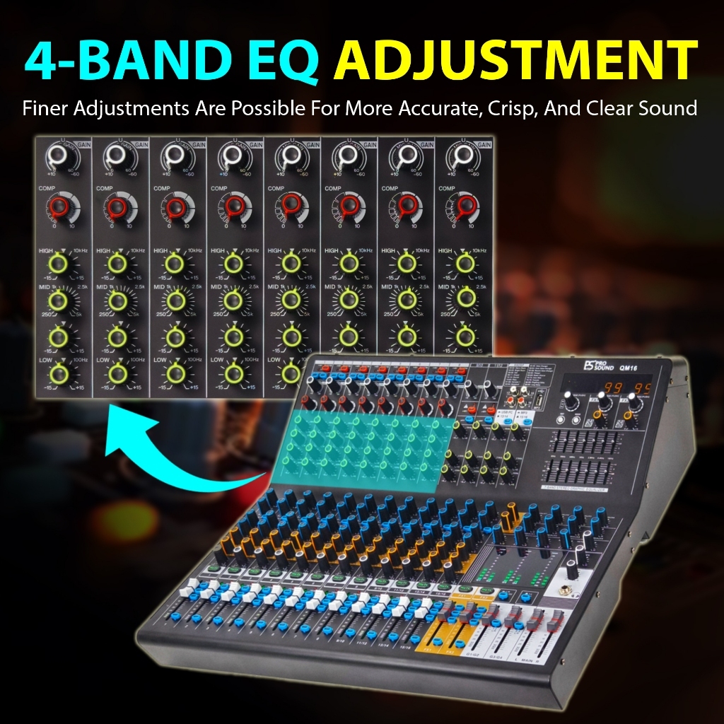 PS Pro Sound QM16 / QM24 Professional Audio Mixer Console 16ch / 24ch ...
