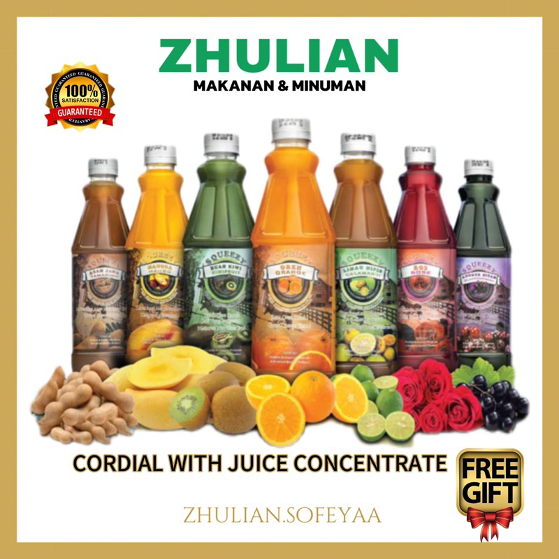ZHULIAN CORDIAL WITH JUICE CONCENTRATE 1000ml (🎁+ ORIGINAL HQ) 🧡 ...