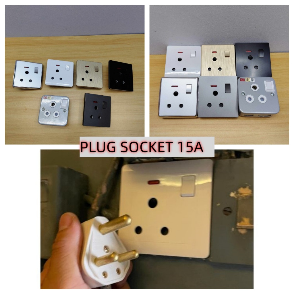 PLUG SOCKET 15A ROUND SWITCH AIRCOND WATER HEATER POINT COOKER OVEN ...
