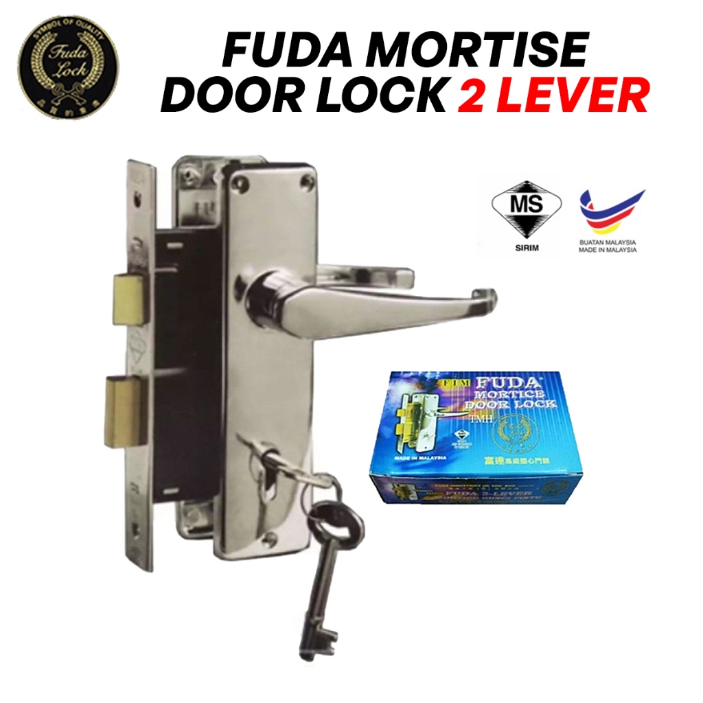 Fuda 2-Lever / 3-Lever Mortice Door Lock Gril Pintu 2 Tuas Pemegang ...