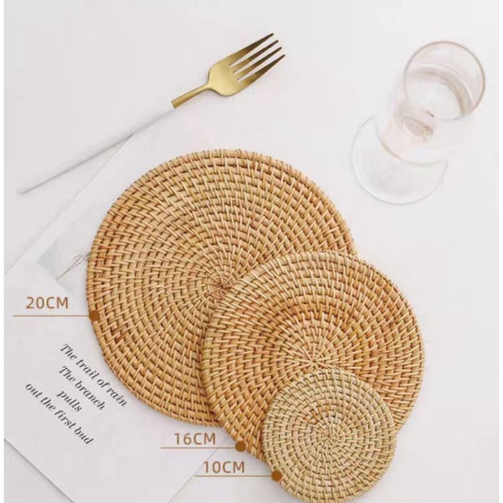 Kitchen Grade A+ Coaster Rattan Heat Insulation Placemat Holder Pad ...