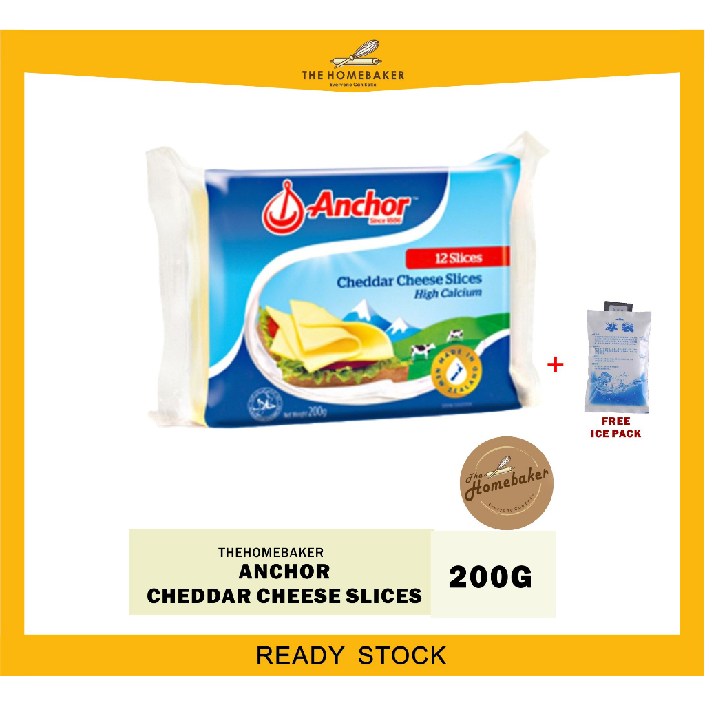 ANCHOR CHEDDAR CHEESE SLICE 200G = 12SLICES [ FREE ICE PACK ] - HOME ...