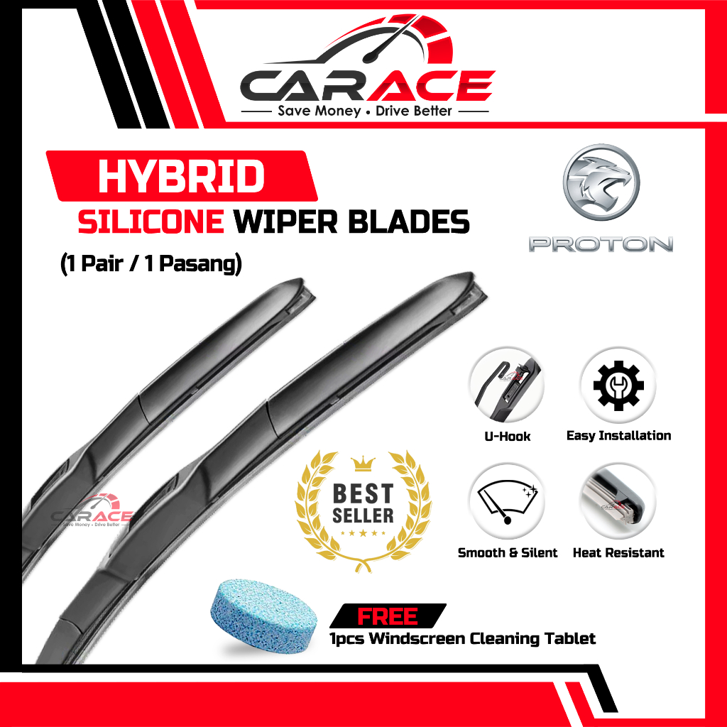 (1 PAIR) PROTON Wiper Saga VVT BLM FLX Lmst Wira Persona Waja Exora Preve Car Silicone Wiper ...