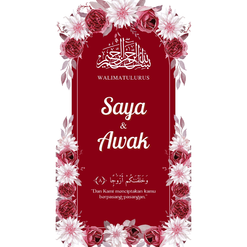 Kad Jemputan Kahwin Digital Bunga Merah | Tunang | Wedding Card Invitation Digital | Shopee Malaysia