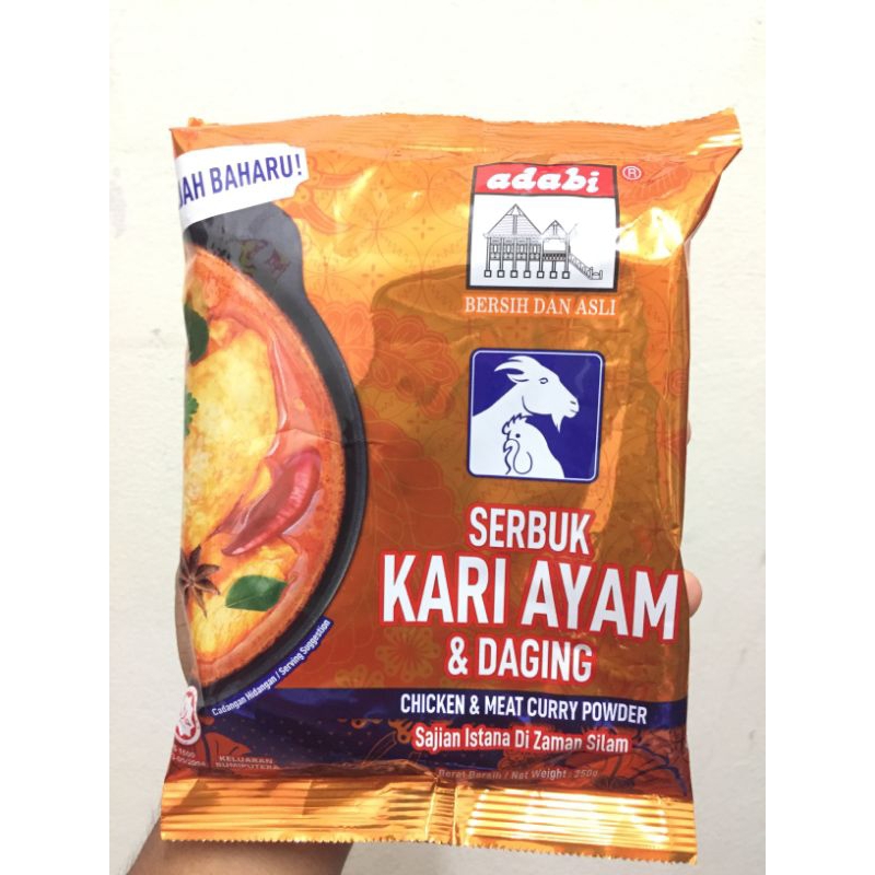 adabi serbuk kari ayam daging kambing ikan chicken 250 gram curry ...