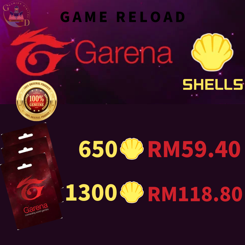 Garena Shell Pin Reload / Topup (650/1300 Shells) | Shopee Malaysia